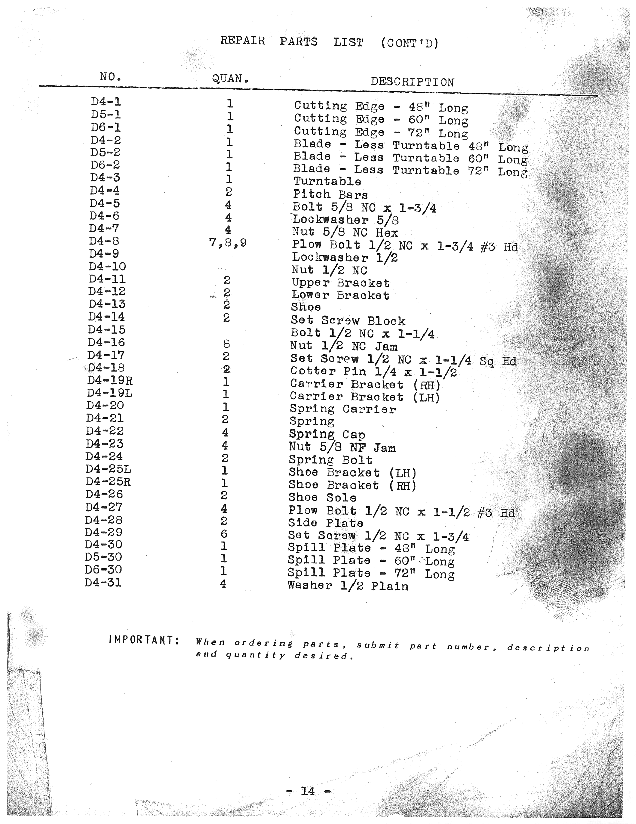 Repair Parts List (3 pages)