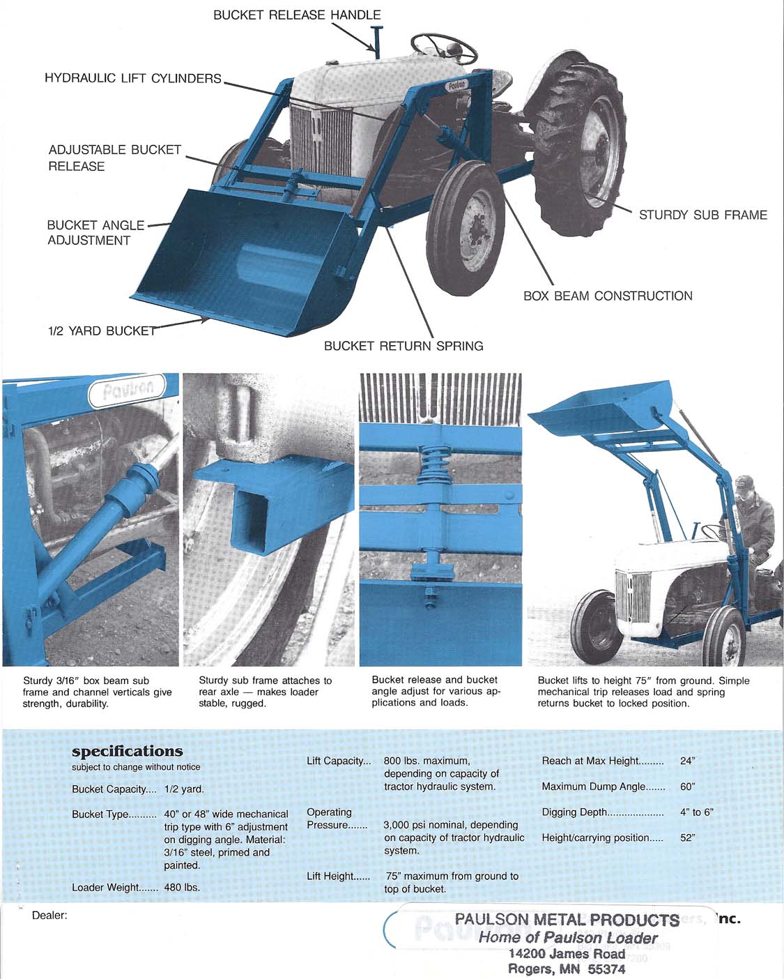 Paulson Lightweight Loader for N Tractors - ad brochure